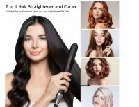 China New Design 2-in-1 Ceramic Electric Hair Straightener & Curler Fast Heating Professional Salon Use Air Styler for sale