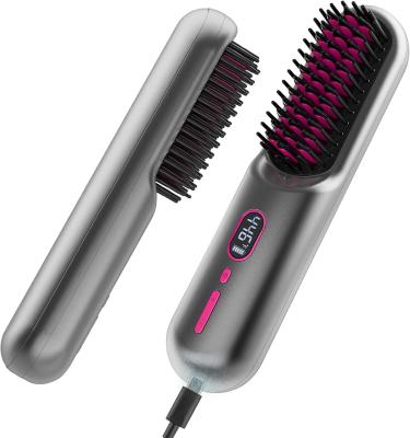 China Wholesale Price High Satisfaction Salon Equipment Cordless Hot Comb Brush Light Weight Mini Hair Straightener USB 1 Year Outdoor for sale