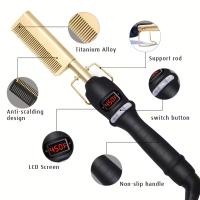 China Portable Ceramic Electric Hot Comb Wigs Professional 2-in-1 Hair Straightener Curling Iron Anti-Scald Hotel Household Use 5 Heat for sale