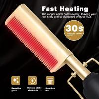China Portable Ceramic Electric Hot Comb Wigs Professional 2-in-1 Hair Straightener Curling Iron Anti-Scald Hotel Household Use 5 Heat for sale