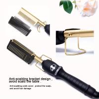 China Portable Ceramic Electric Hot Comb Wigs Professional 2-in-1 Hair Straightener Curling Iron Anti-Scald Hotel Household Use 5 Heat for sale