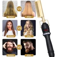 China Portable Ionic Ceramic Electric Hair Straightening Curling Comb 5 Temperature Settings Safety Multifunction Hotel Household for sale