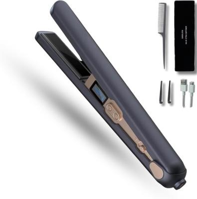 China 2-in-1 Cordless USB Hair Straightener Curler 10000mAh Battery Mini Portable Flat Iron LCD Display Ceramic Plate RV Hotel Travel for sale