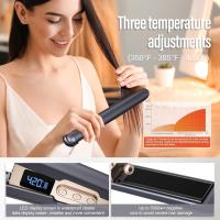 China 2-in-1 Cordless USB Hair Straightener Curler 10000mAh Battery Mini Portable Flat Iron LCD Display Ceramic Plate RV Hotel Travel for sale