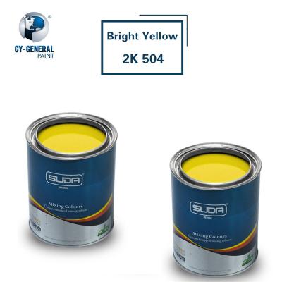 China High Adhesion 2K Topcoat Bright Yellow Acrylic Automotive Car Refinish Paint for sale