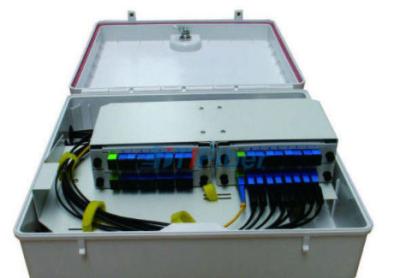 China Outdoor PLC Fiber Splitter Distribution Box Wall Mounted 350×340×120mm IP65 Rated 32 Core Capacity for sale