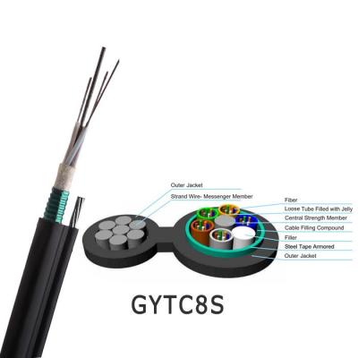 China GYTC8S Figure 8 Self-Support Armored Fiber Optic Cable 144 Core Outdoor Aerial for sale