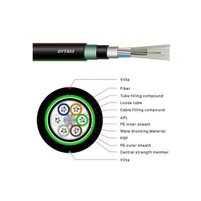 China GYTA53 Armored Outdoor Fiber Optic Cable 2-288 Core Single Mode for sale