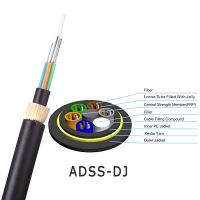 China 144 Core ADSS All Dielectric Self Support Aerial Fiber Optic Cable 150m Span Outdoor for sale