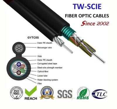 China 8 12 24 Core GYTC8S Figure 8 Self Supporting Aerial Fiber Optic Cable 100-200M Span for sale