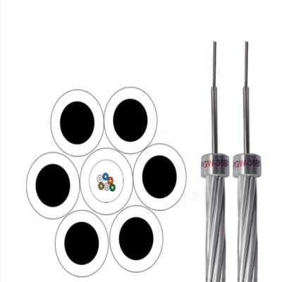 China OPGW Optical Ground Wire 24 Core Aluminum Clad Steel Aerial Fiber Optic Cable 13.2mm for sale
