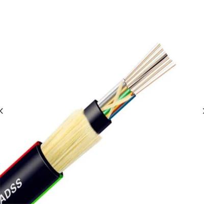 China ADSS Fiber Optic Cable 24 48 96 144 Core Kevlar Yarn 100m 200m 300m Span for sale