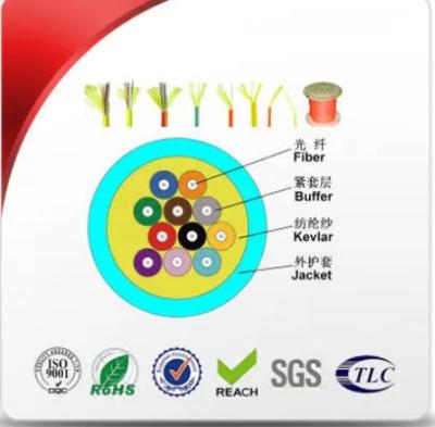 China Indoor Fiber Optic Cable GJFJV 1-24 Core Aramid Yarn Reinforcement PVC LSZH Jacket for sale