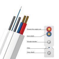 China G657A1 G657A2 2 Core Fiber Optic Drop Cable with 2 Copper Conductors for FTTH and Monitoring System for sale