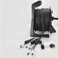 China Tactical Armored Field Fiber Optic Cable with Portable Cable Reel, 2/4/6/8/12 Core LC SC Waterproof Connector, TPU Jacket Stainless Steel Spiral Armored Field Deployable Optical Cable for sale