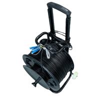 China Tactical Armored Field Fiber Optic Cable with Portable Cable Reel, 2/4/6/8/12 Core LC SC Waterproof Connector, TPU Jacket Stainless Steel Spiral Armored Field Deployable Optical Cable for sale