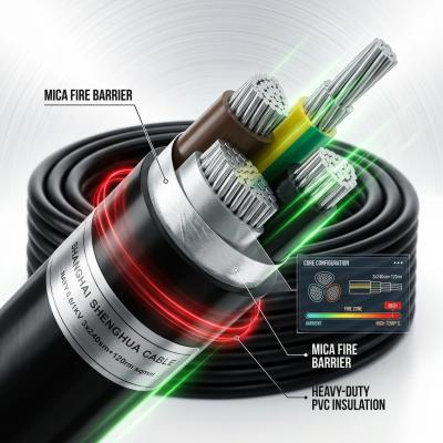 China Fire Resistant PVC Insulated Power Cable 0.6/1kV 3 Core 3x25mm2 Emergency Circuit for sale