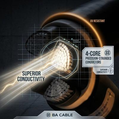 China VGV 3x4mm2 UV Resistant PVC Insulated Cable Outdoor Overhead 0.6/1kV IEC60502 Copper for sale