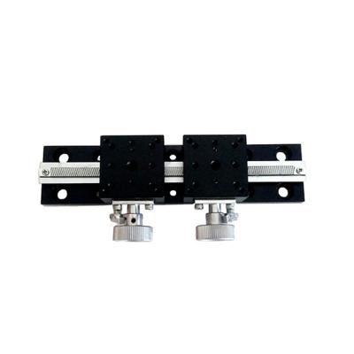 China Gear Double Sliding Block Manual Linear Stage Rack And Pinion Stage 90mm Trip for sale