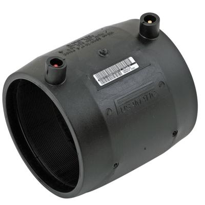 China PE100 Black Polyethylene Electrofusion Coupler with 4.0mm Fusamatic Auto Pin for PN16 Water and 10 Bar Gas Applications for sale