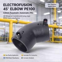 China 45° Electrofusion Elbow PE100 DN32-250 | 4.0mm Fusamatic Auto Pin | Water PN16 / Gas 10 Bar | Gentle-Angle Welded Bends Minimizing Flow Resistance in Water, Gas & Irrigation Lines for sale