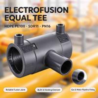 China PE100 Electrofusion Reducing Tee DN20x32-200x110 | 4.0mm Fusamatic Auto Pin | Water PN16 / Gas 10 Bar | One-Fitting Branch Size Transitions Cutting Joints & Fittings in Gas, Water & Irrigation for sale