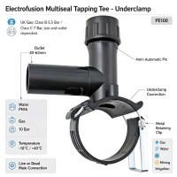 China Toggle-Clamp Electrofusion Tapping Tee for PE100 Mains | 40-63mm Outlet | 4mm Auto Pin | Water PN16 / Gas 10 Bar | Snap-On Tool-Free Branch Connections for Live Gas & Water Networks for sale