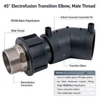 China PE100 45° Electrofusion Transition Elbow | Brass Male BSPT Thread | 4mm Auto Pin | Water PN16 / Gas 10 Bar | Low-Pressure-Drop PE-to-Metal Pipe Adapter for Gas & Water Service Lines DN32-63 for sale