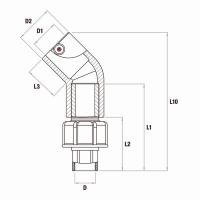 China PE100 45° Electrofusion Transition Elbow | Female BSPP Thread | 4mm Auto Pin | Water PN16 / Gas 10 Bar | Metal-to-Plastic Adaptor for Gas Distribution, Water Supply & Imperial Fittings DN32-63 for sale