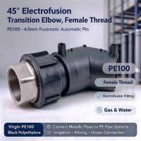 China PE100 45° Electrofusion Transition Elbow | Female BSPP Thread | 4mm Auto Pin | Water PN16 / Gas 10 Bar | Metal-to-Plastic Adaptor for Gas Distribution, Water Supply & Imperial Fittings DN32-63 for sale