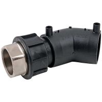 China PE100 45° Electrofusion Transition Elbow | Female BSPP Thread | 4mm Auto Pin | Water PN16 / Gas 10 Bar | Metal-to-Plastic Adaptor for Gas Distribution, Water Supply & Imperial Fittings DN32-63 for sale