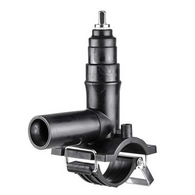 China PE100 Tapping Valve Saddle | Under Clamp | 4mm Auto Pin | Brass Isolation Valve & Cutter | Water PN16 / Gas 10 Bar | DN63-225 x 63mm | Live-Main Branching for Gas, Water, Wastewater & Mining for sale
