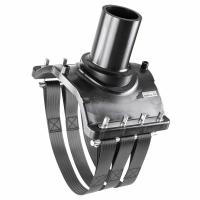 China PE100 Large-Diameter Branch Saddle | Under Strap | Manual Pin | 110/125mm Outlet | SDR 11-26 | Water PN16 / Gas 10 Bar | DN225-630 Main | Heavy Branching for Gas, Water, Mining & Wastewater for sale