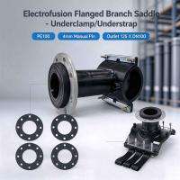 China PE100 Flanged Branch Saddle | Underclamp/Understrap | Manual Pin | DN100 Flange Outlet | SDR 11-26 | Water PN16 / Gas 10 Bar | DN225-630 Main | Flanged Branching for Gas, Water, Mining & Irrigation for sale