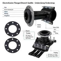 China PE100 Flanged Branch Saddle | Underclamp/Understrap | Manual Pin | DN100 Flange Outlet | SDR 11-26 | Water PN16 / Gas 10 Bar | DN225-630 Main | Flanged Branching for Gas, Water, Mining & Irrigation for sale