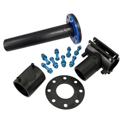 China PE100 Hydrant Branch Saddle Kit | Fusamatic Auto Pin | 90-250mm Main × DN80 Flange | Water PN16 | No-Cut Online Branching with Riser, Flange, Gasket & Bolts for Water, Mining & Irrigation for sale