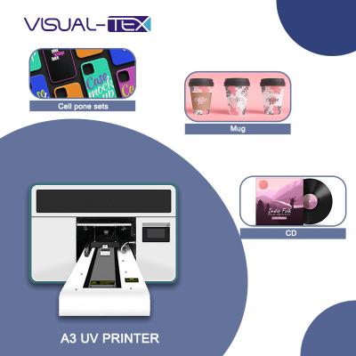 China Mini A3 UV Printer 1200dpi Flatbed Cylinder Bottle Phone Case Printer Machine for sale