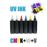 China CMYK+W+V UV DTF Ink - 1000ML Bottle UV Curing Ink for Direct-to-Film Printing with High Durability for sale