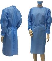 China Blue Disposable Non Woven Gown , Medical Isolation Gowns Tear Resistant for sale