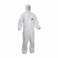 China Dustproof White PP PE SMS Breathable Disposable Coveralls for sale