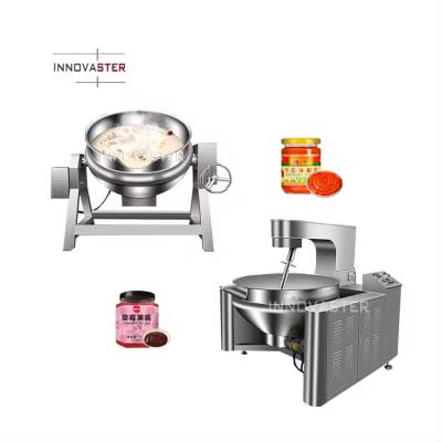 China Automatic Double Jacketed Kettle 400L with Mixer Stirrer Electric Steam Oil Heating Stainless Steel Cooking Pot for sale