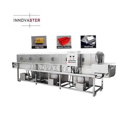 China Low Water Consumption 6000x2800x2200mm Vegetable Plastic Crate Basket Washer Washing Machine for sale