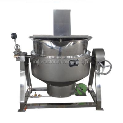 China Gas Heating Jacketed Kettle 50-600L Meat Soup Cooking Pot Mixer Tipping Machine for sale