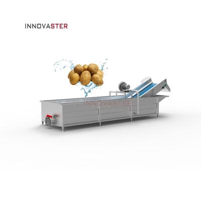 China Advantageous Silver Vegetable and Fruit Bubble Cleaning Machine with Water Recycle for sale