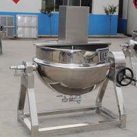 China Steam Cooking Jacketed Kettle With Agitator Main Structure Tilting System Legs Cooking for sale