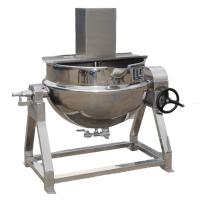 China Hand Tilting Steam Heated Jacketed Kettle With Agitator for Meat Processing Solutions for sale