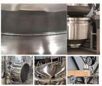 China Stainless Steel 615KG Vertical Tilt Jacketed Cooking Kettle 100-600L Sauce Mixer for sale