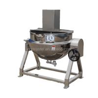 China Stainless Steel Bean Paste Sauce Cooking Kettle 100L 600L Manual Agitator Fry Wok Machine for sale
