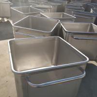 China 304 Stainless Steel Meat Trolley Cart 160mm Nylon Wheels for Chicken Mutton Transport for sale