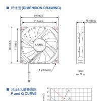 China Practical Sturdy CPU Heatsink Fan , 80x80x15mm 12V CPU Fan Exhaust for sale